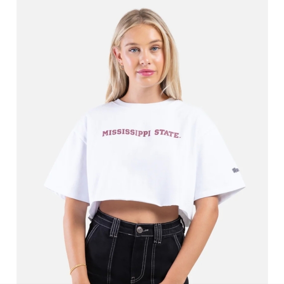 Hype and Vice | Tops | Hype And Vice Mississippi State White Crop Tee ...